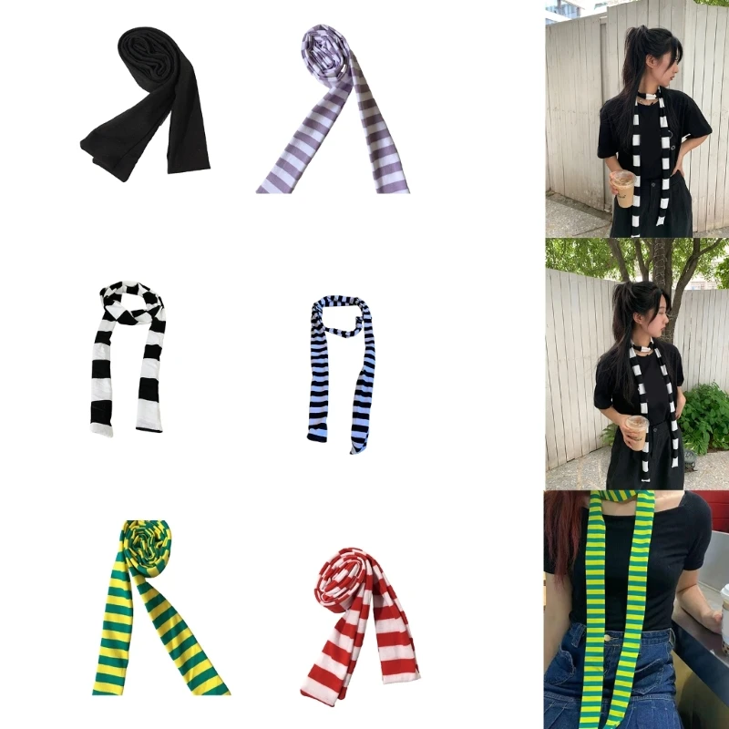 Lady-Goth-Harajuku-Cool-Scarve-Y2k-Girl-Stripe-Long-Knitted-Scarves ...
