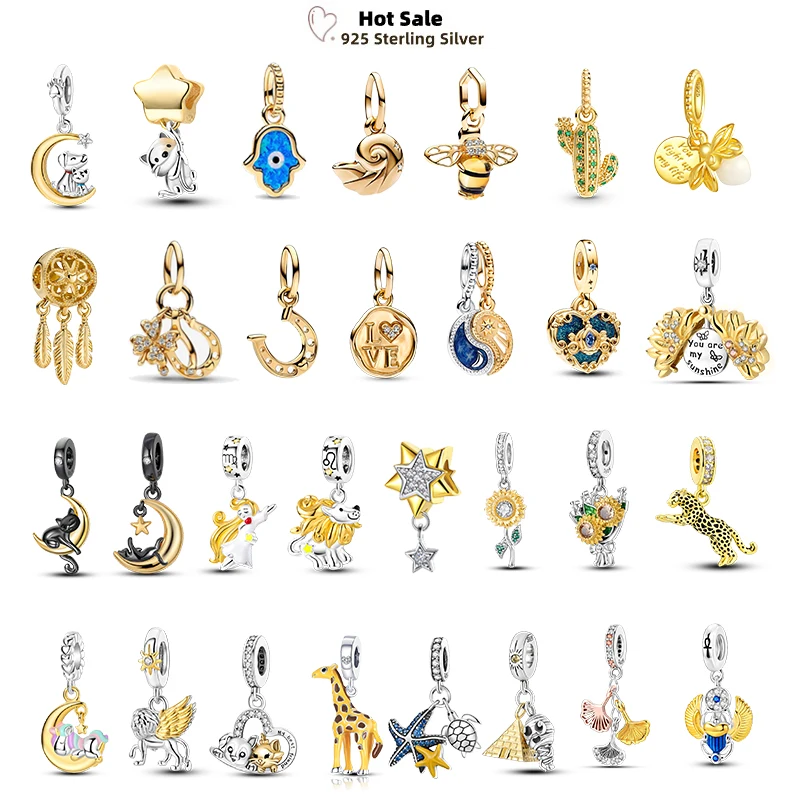 925-prata-esterlina-encantos-dourados-para-mulheres-se-encaixa-pulseira ...