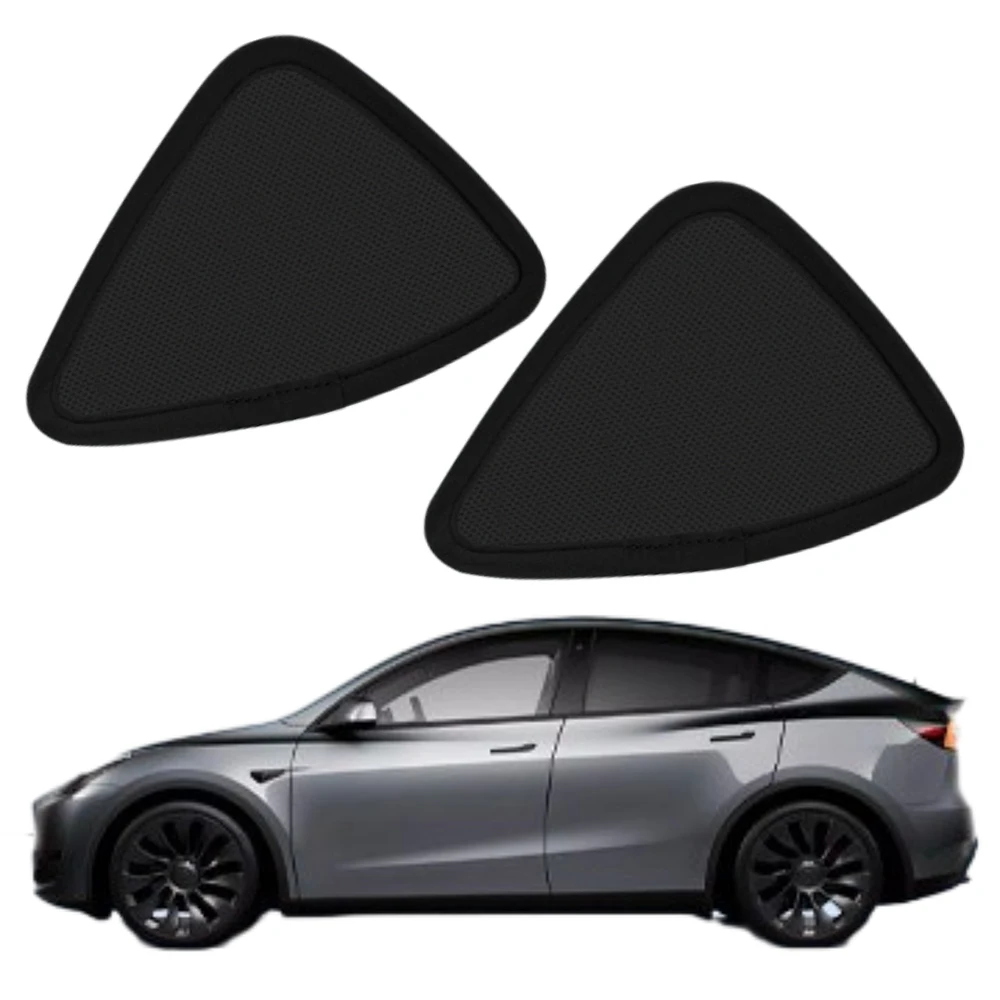 2PCS-Car-Mesh-Triangular-Sun-Protection-Window-Curtains-Black-For-Tesla ...