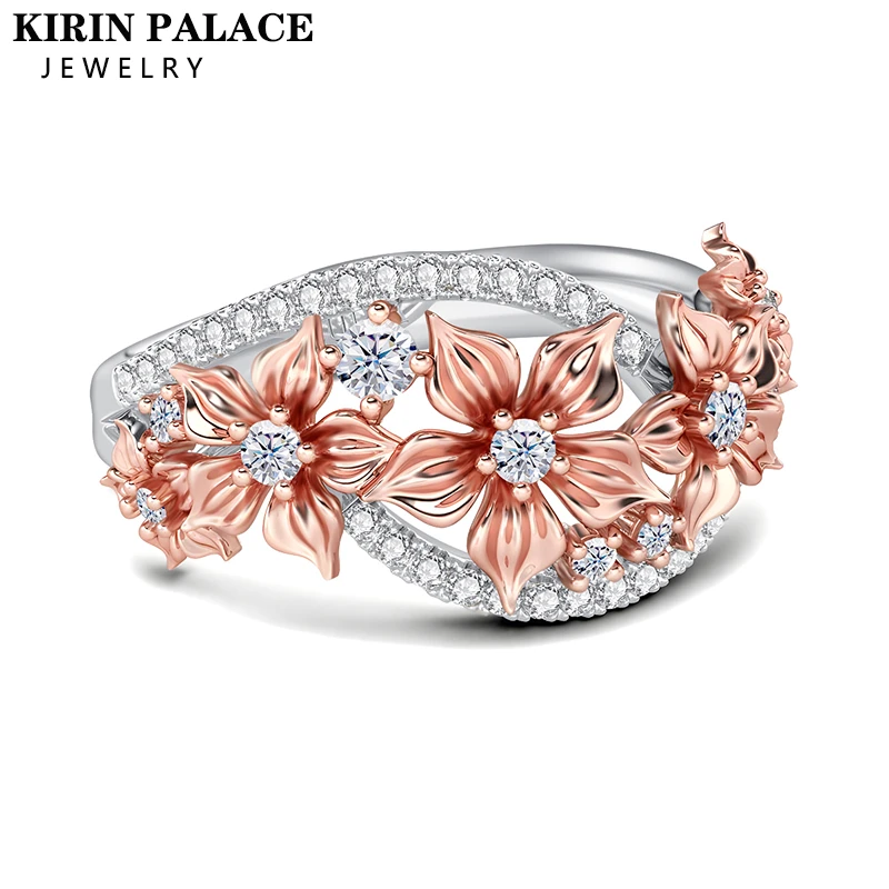 Kirin-Palace-Moissanite-Wedding-Flower-Ring-D-Color-Diamond-Engagement ...