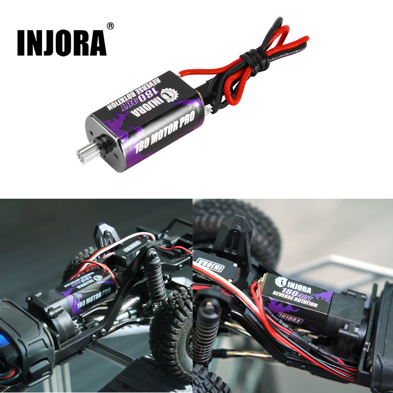 INJORA 180 Brushed Motor 48T 55T with Stainless Steel Pinion for 1/18 ...