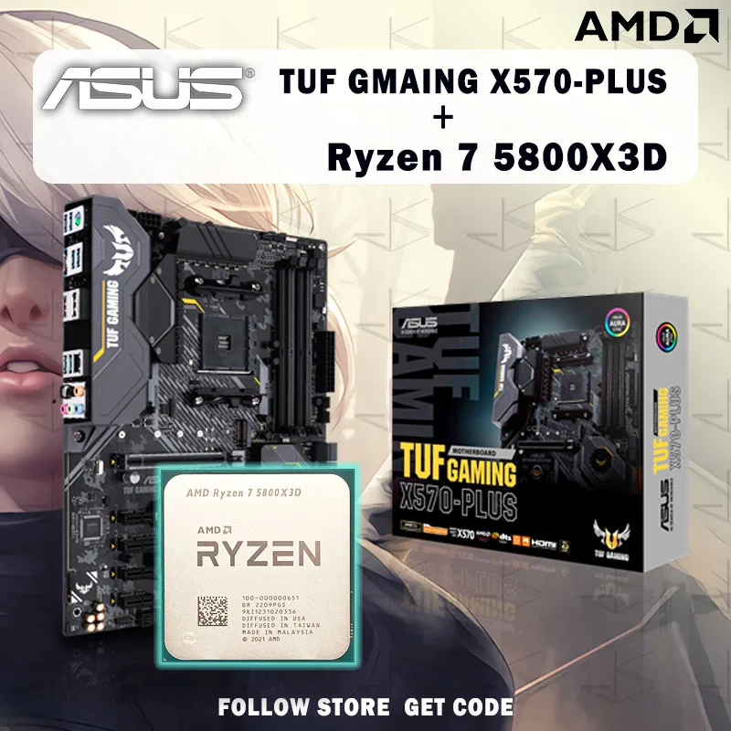 NEW AMD Ryzen 7 5800X3D R7 5800X3D CPU + ASUS TUF GAMING X570 PLUS AMD ...