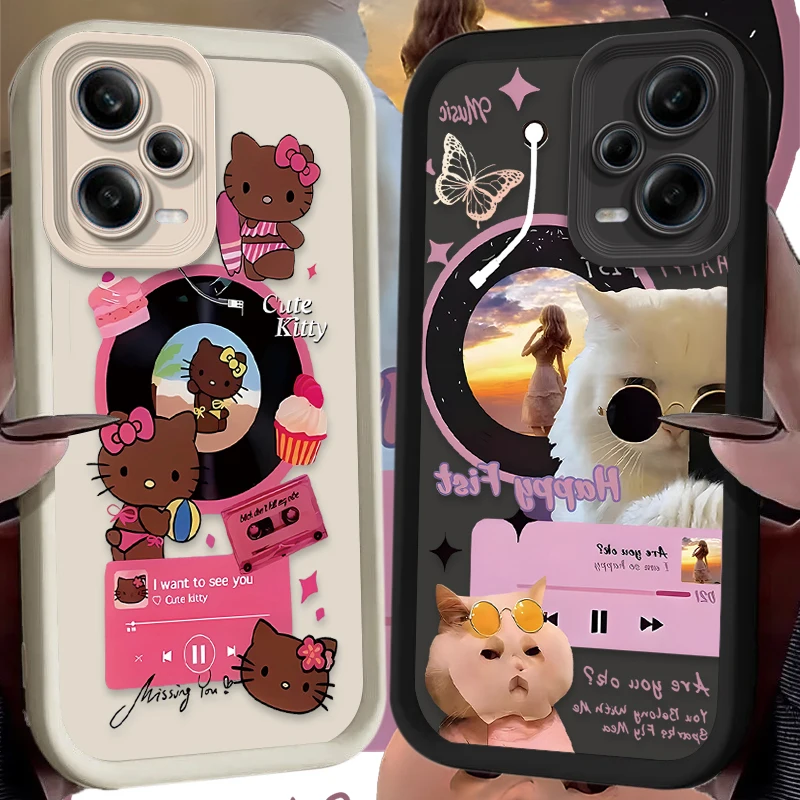 Cartoon-KT-Cat-Music-Record-Arts-Phone-Case-for-Xiaomi-Redmi-Note-13-12 ...