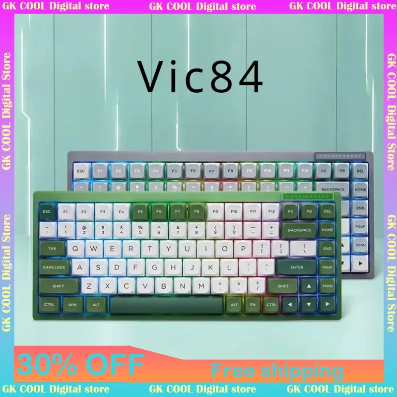 New-Three-Mode-Vic84-Wireless-Aluminum-Mechanical-Keyboard-Alloy-Metal ...