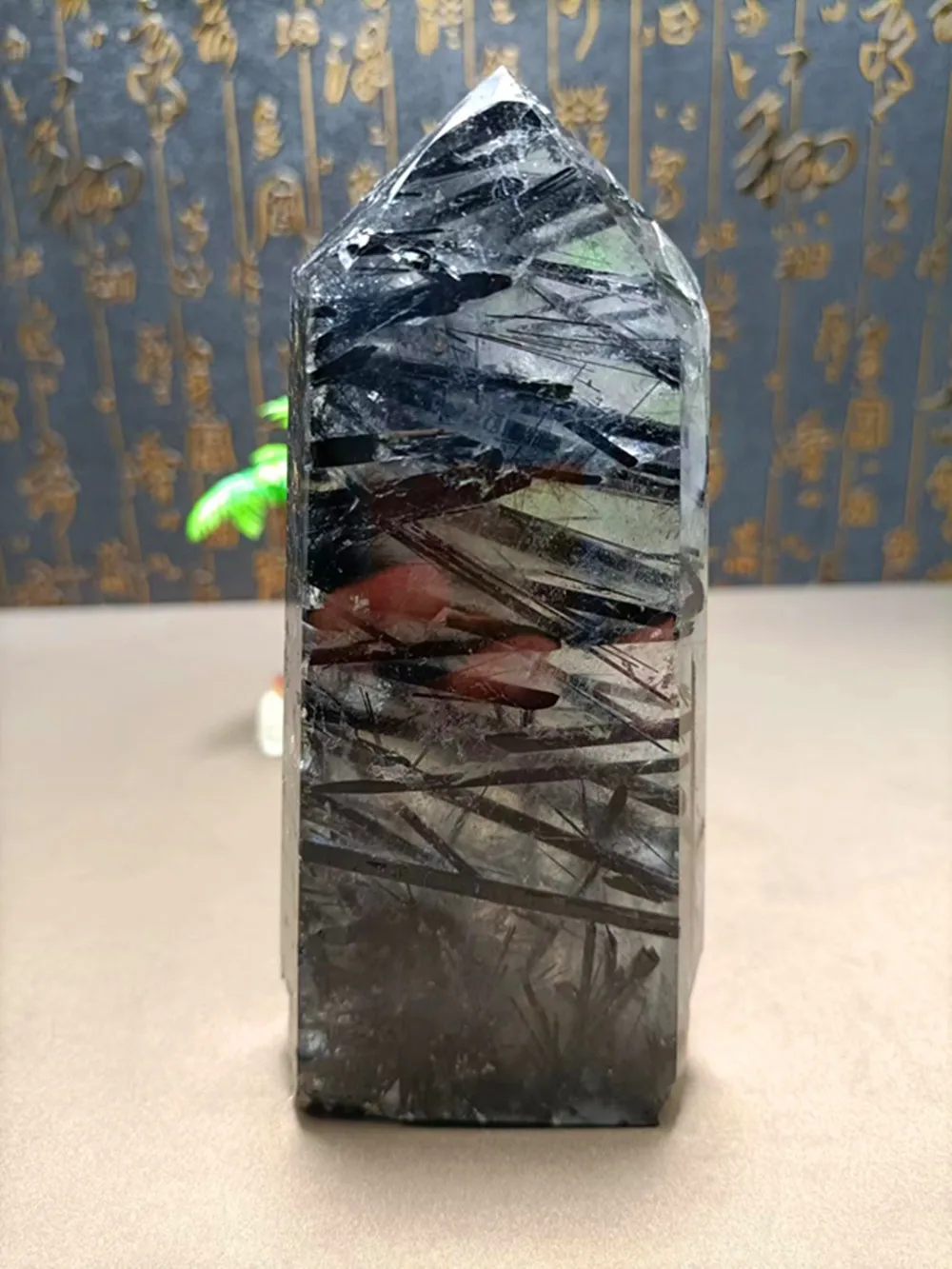 Natural Quartz Crystal Energy Black Hair Crystal Healing Magic Wand Dot ...