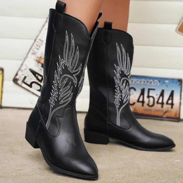 Botas de vaquero puntiagudas de Color sólido para mujer, botas ...