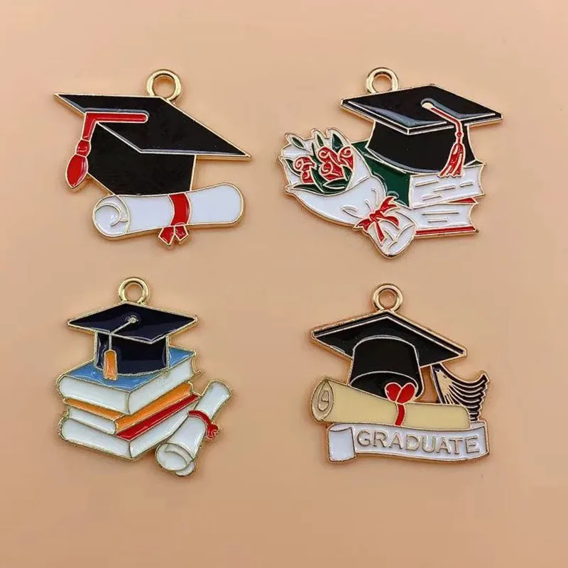 10pcs Cartoon Graduation Cap Doctoral Hat Charm for Jewelry Making ...