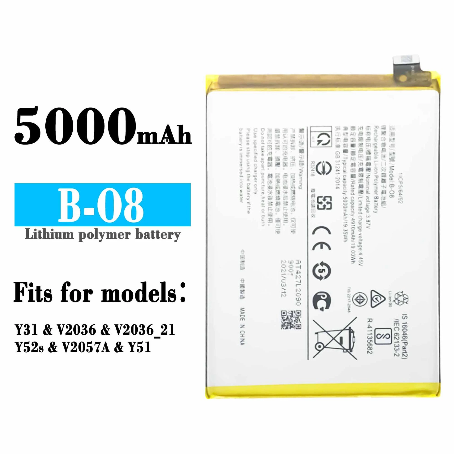 B-O8 Orginal 5000mAh High Quality Replacement Battery For VIVO Y31 ...