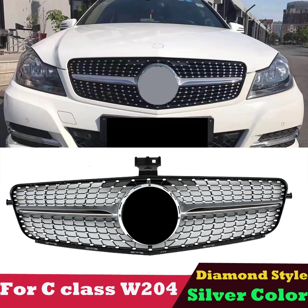 Diamond-Radiator-Front-Bumper-Mesh-Hood-Grille-Gril-for-Mercedes-C ...