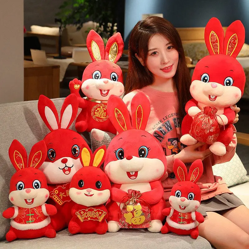 25cm 2023 New Year Tang Suit Chinese Style Rabbit Plush Toy Soft Lucky ...