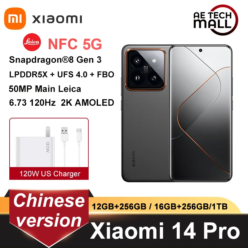 Xiaomi 14 Pro 5G Smartphone Snapdragon 8 Gen 3 120HZ Screen 50MP Leica ...