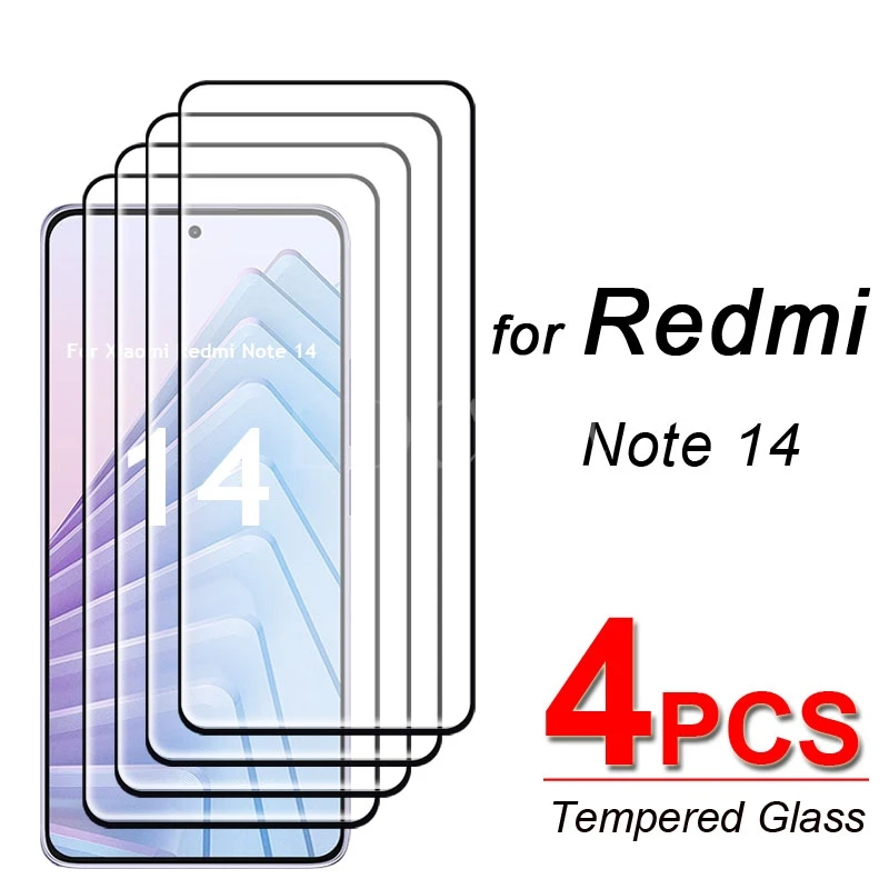 4 Pcs For Xiaomi Redmi Note 14 Glass Redmi Note 14 Tempered Glass HD ...