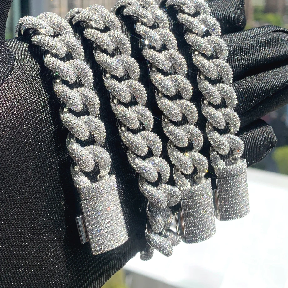 Iced Out Bling-collar de cadena de eslabones cubanos, joyería redonda ...