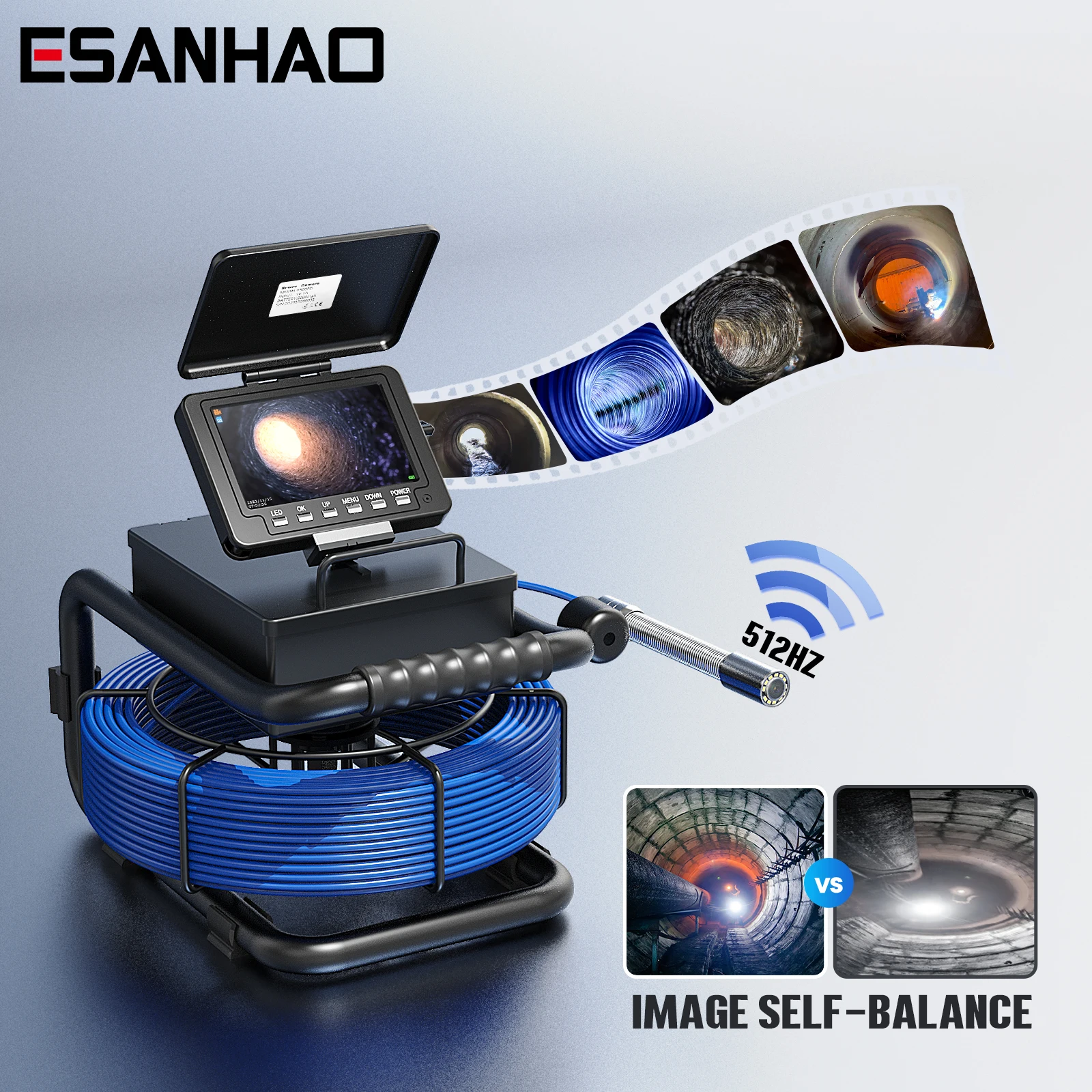 5-Sewer-Endoscope-Camera-with-512HZ-Transmitter-Self-Leveling-DVR-Pipe ...