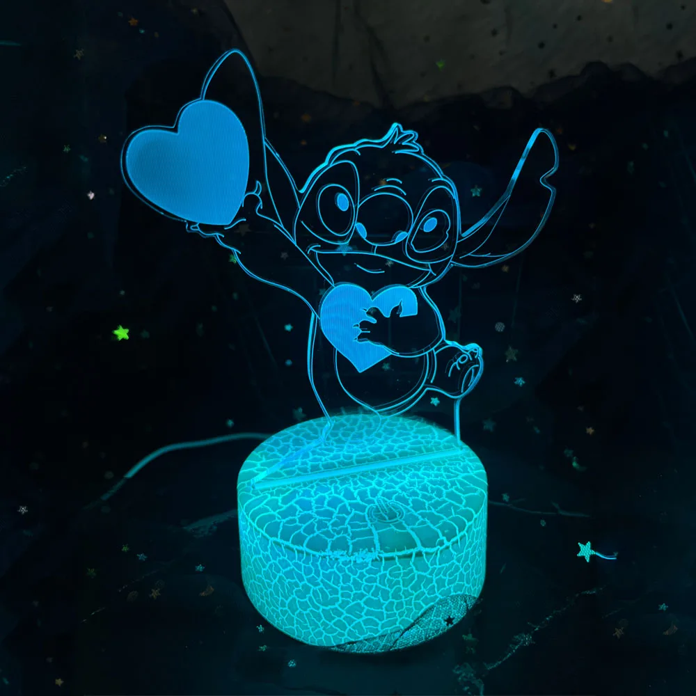 Stitch & Angel Cuddling Night Light – 3D LED Lamp with 16 Colors ...