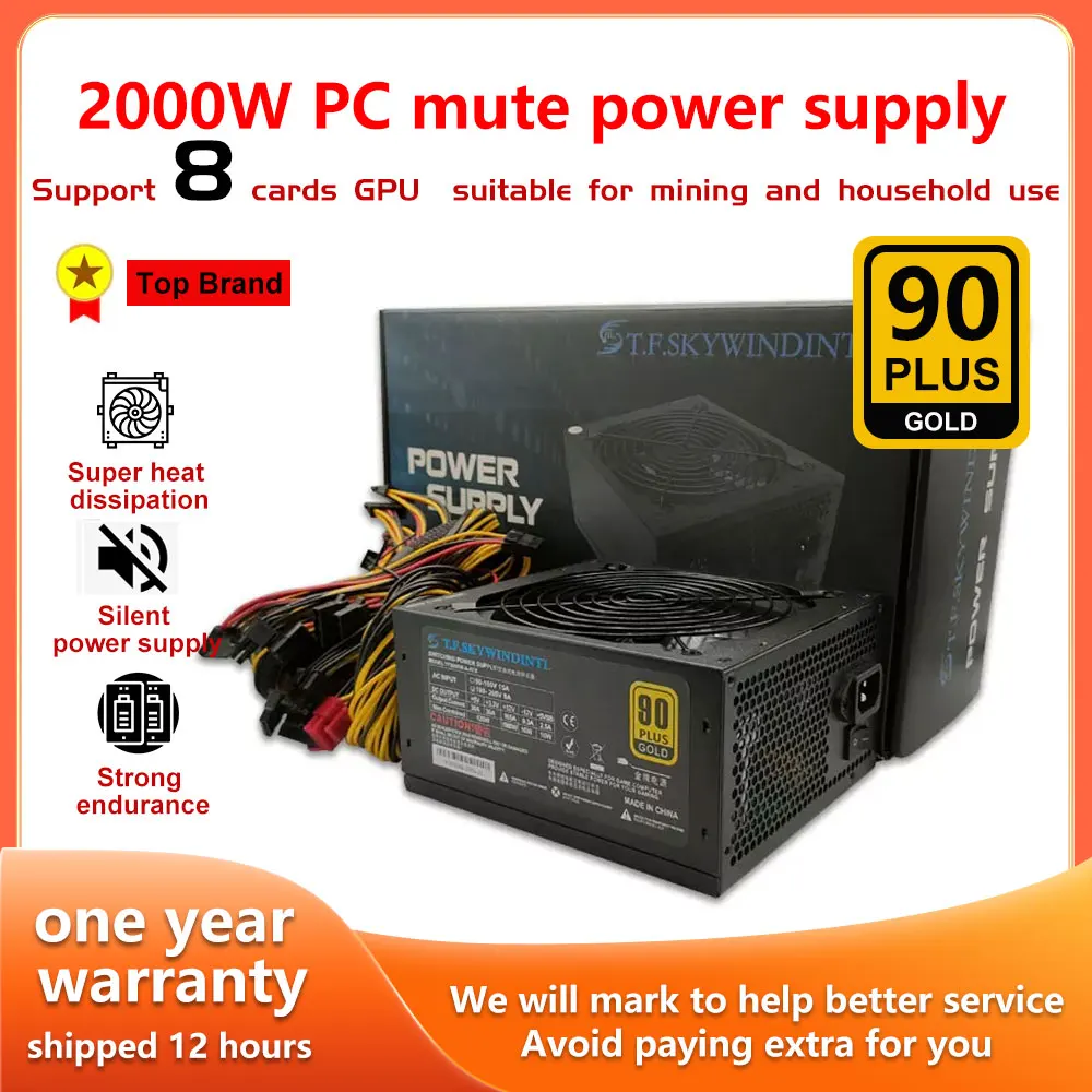 New 2000w Atx Psu mining Miner Power Supply Pc Power Support 8 Display ...