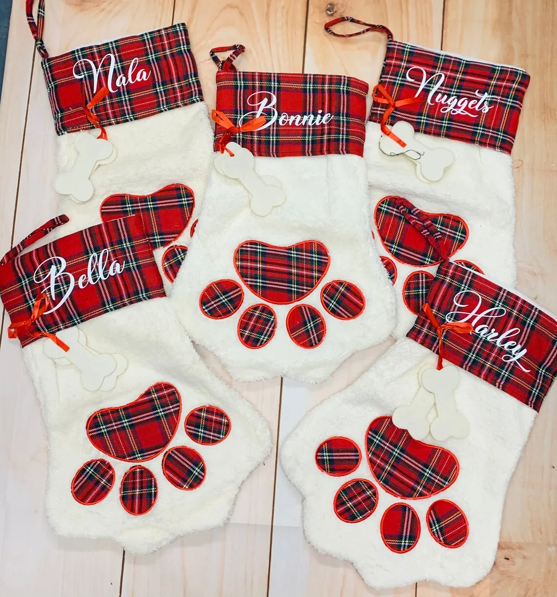 Personalised pet Christmas stockings dog/cat,Customized dog/cat names ...