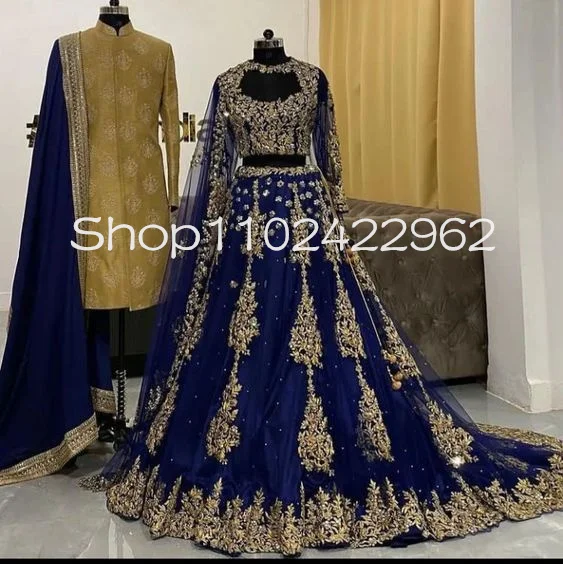 Royal-Blue-Two-Pieces-Indian-Prom-Occasion-Dresses-Luxury-Gillter ...