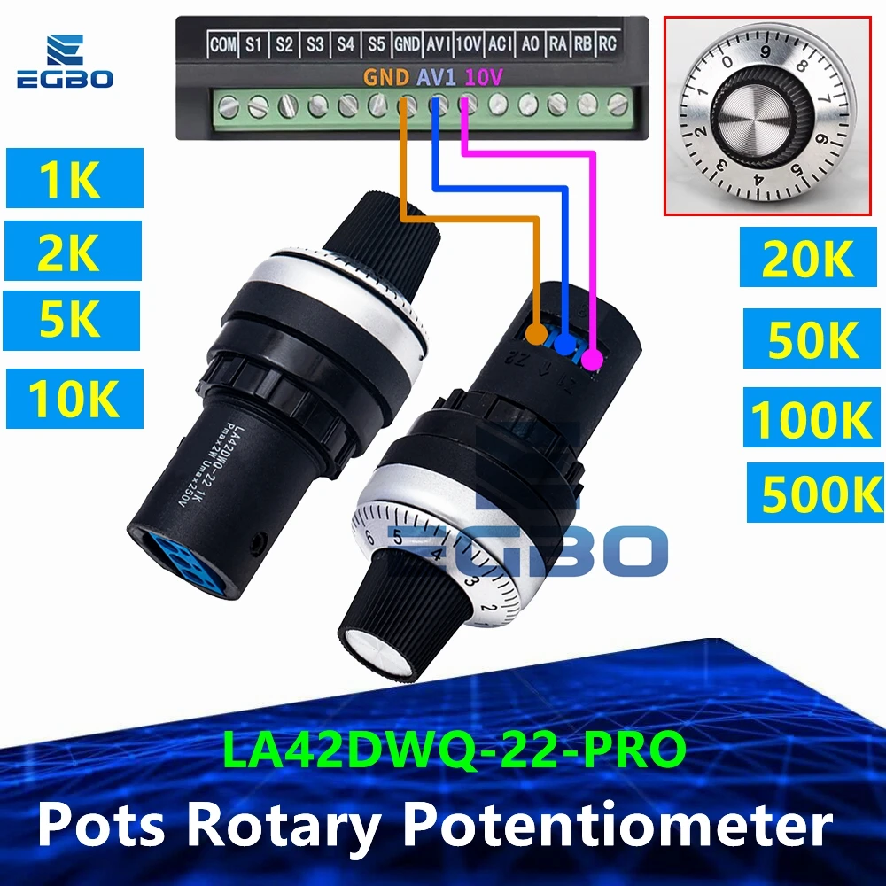 LA42DWQ-22-PRO-1K-2K-5K-10K-20k-50k-500k-22mm-Diameter-Pots-Rotary ...