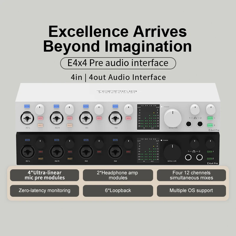 TOPPING-E4x4-Pre-professional-audio-interface-computer-live-streaming ...