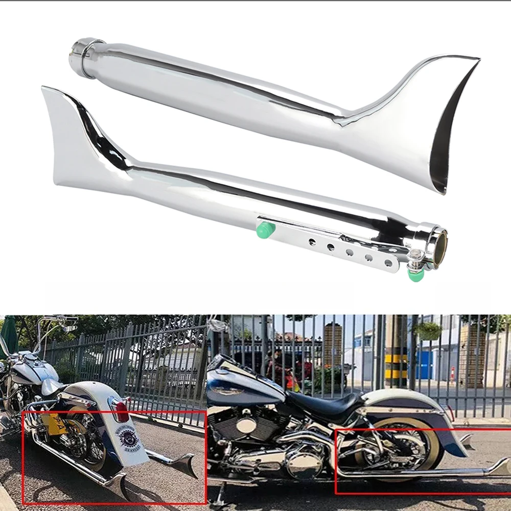 Universal-Left-Right-Side-Motorcycle-Exhaust-Pipe-Fish-Tail-For-Bobbers ...