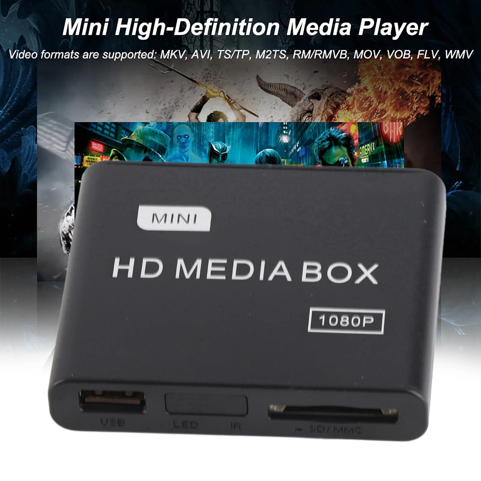 Full HD Mini Box Media Player 1080P Media Player Box Support USB MMC ...