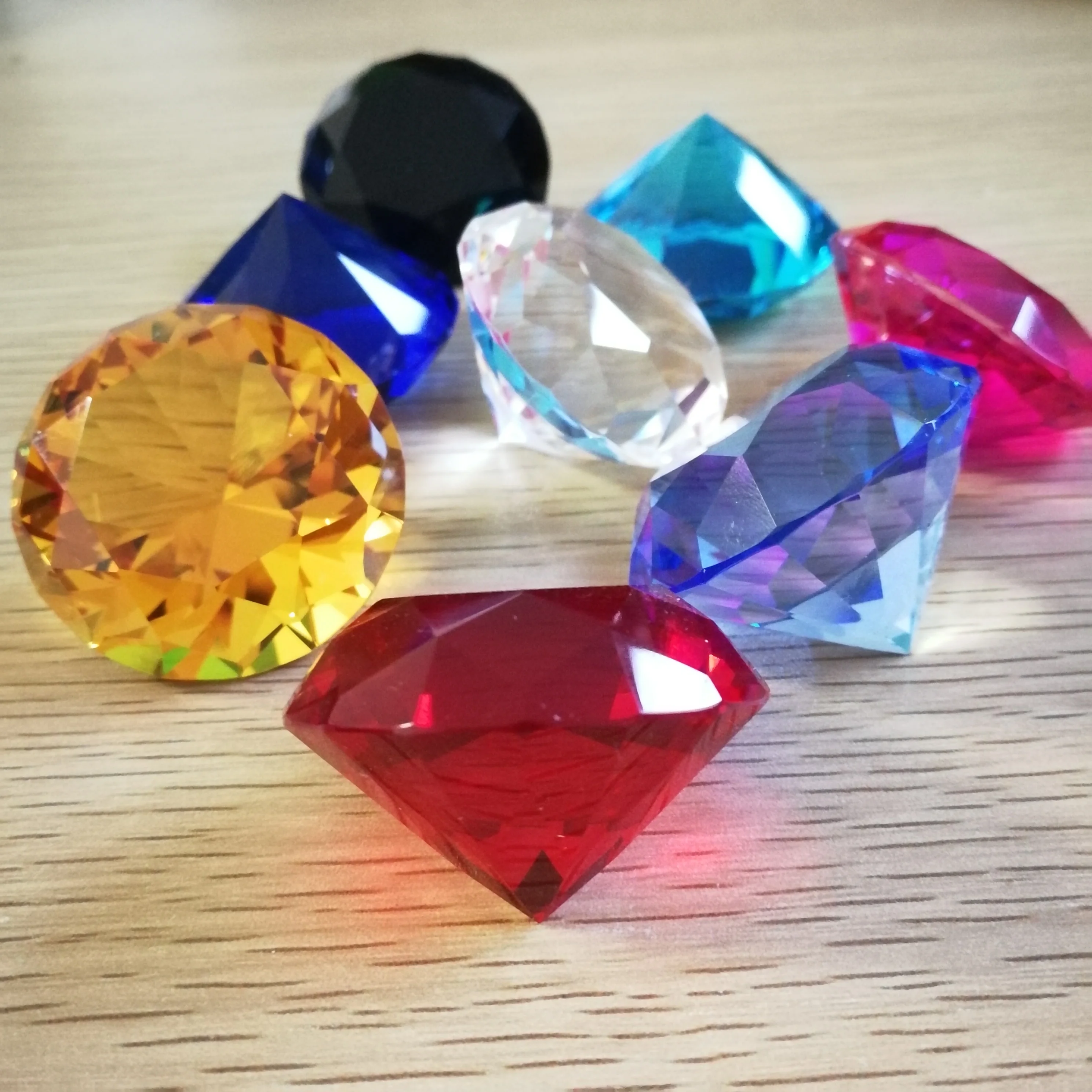 50mm Colors Cut Glass Giant Crystal Diamond Shaped Paperweight Decor ...