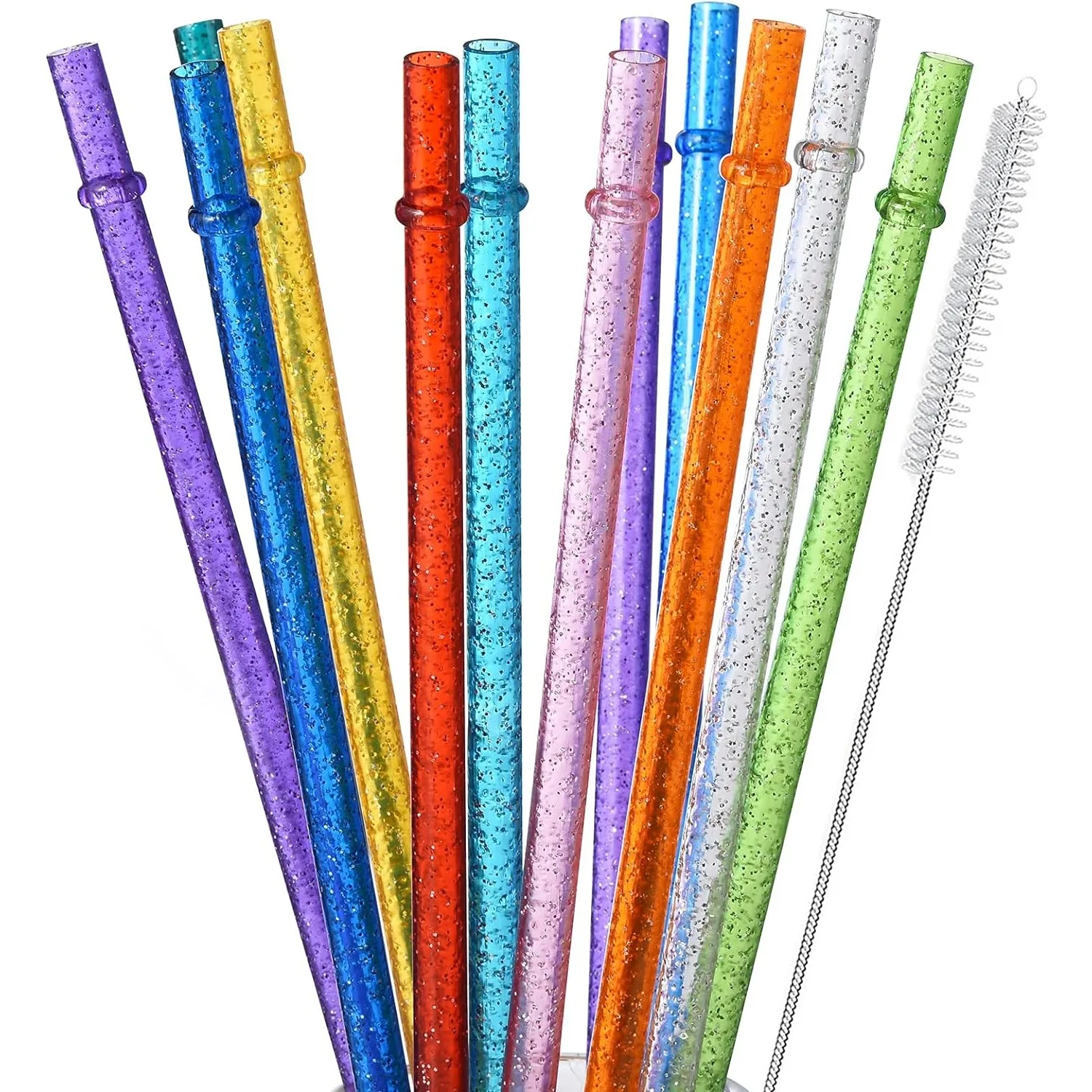 12-Pack-Reusable-Clear-Plastic-Glitter-Straws-13-inch-Extra-Long ...