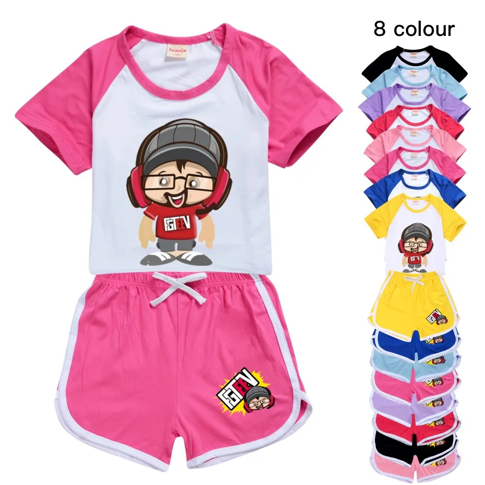 Summer-Girls-Boys-Cartoon-Clothing-FGTEEV-Kids-Sports-T-shirt-Pants-2 ...