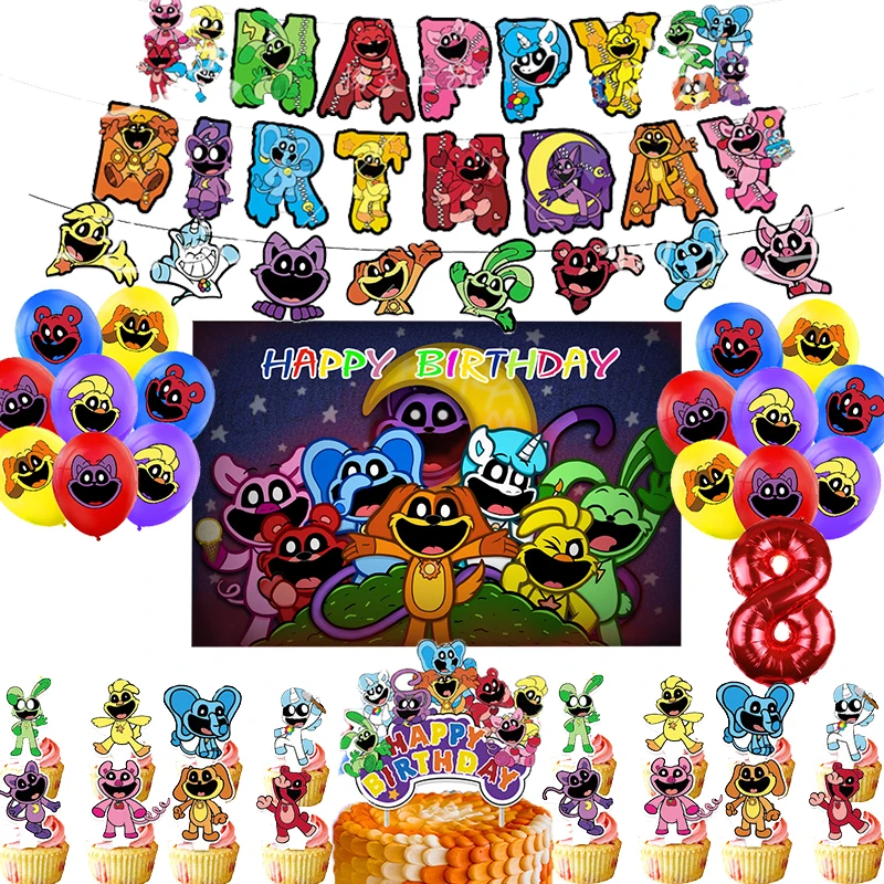 New-smiling-critters-Birthday-Party-Decoration-Set-Banner-Cake-Topper ...