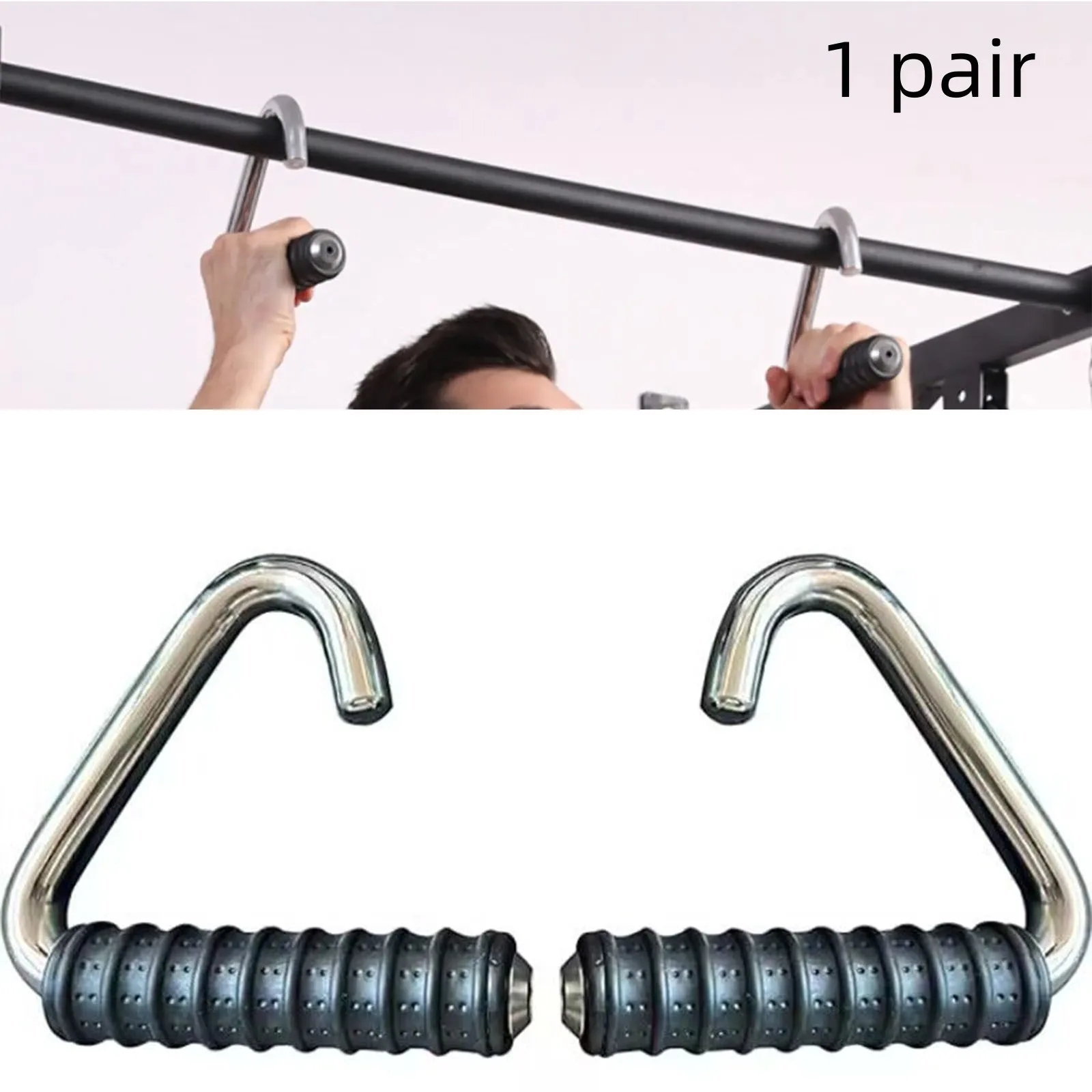 Heavy-Duty-Fitness-Hook-Handle-Grip-C-Shaped-Universal-Rubber-Wrapped-Training-Pull-Bar-For ...