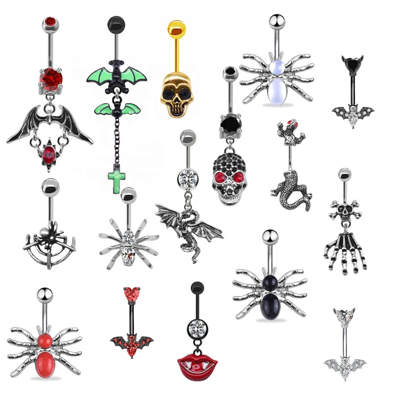 1PCS Bat Belly Button Rings Halloween 14G Belly Rings Body Piercing ...