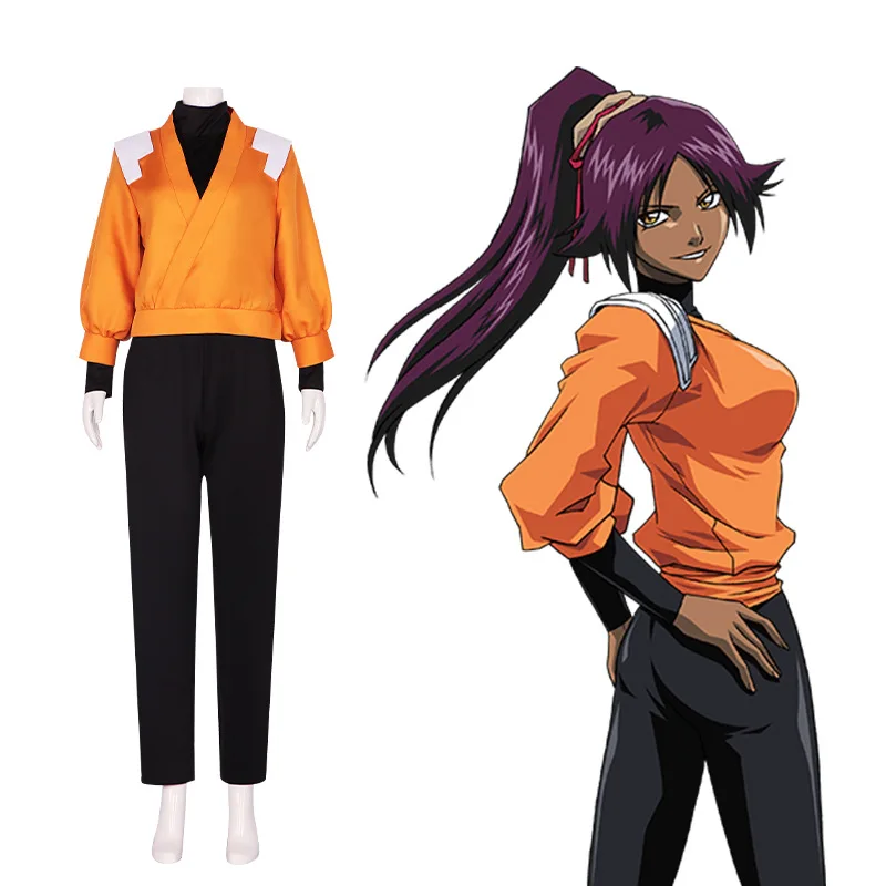 Anime-BLEACH-Shihouin-Yoruichi-Cosplay-Costume-Yellow-Outfit-Short-Long ...