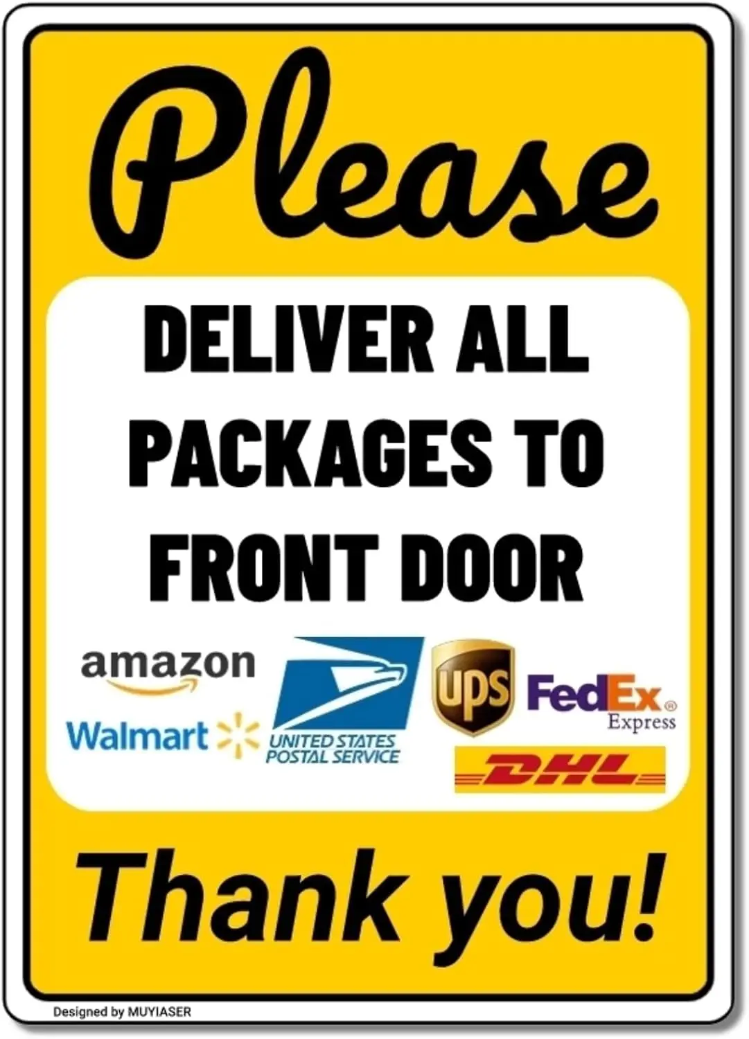 Delivery Sign Please Deliver All Packages to Front Door (Yellow ...