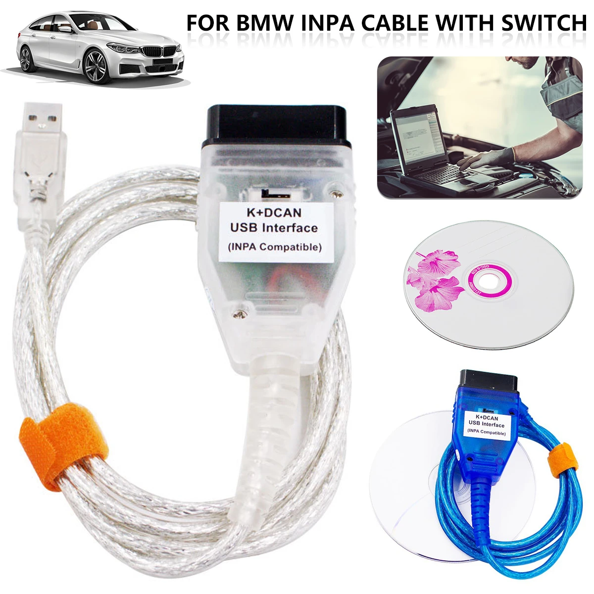 Obd2 Scanner Switch Usb Interface Cable For Bmw Inpa K+can Inpa K Dcan ...