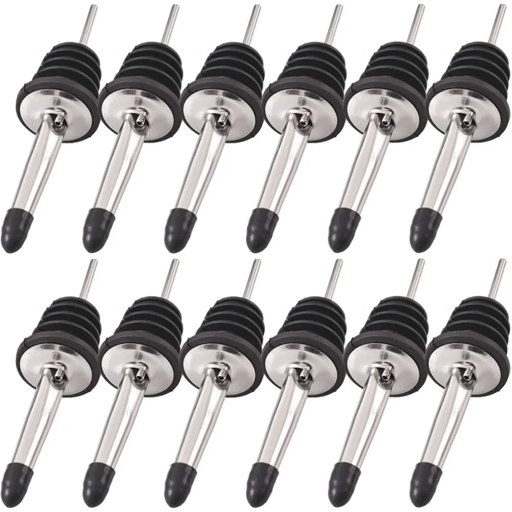 12-Pack-Bottle-Pourers-Tapered-Spout-with-Rubber-Dust-Caps-304 ...