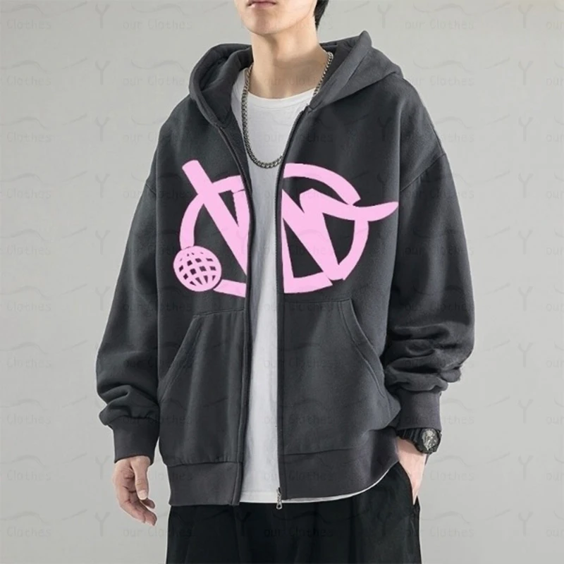 Minus Two y2k Men's Clothing Zipper Hooded Sweatshirt Harajuku ...