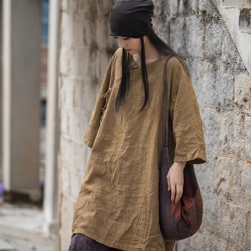 Yasuk-camisa-de-lino-y-algod-n-suave-para-mujer-ropa-de-t-con-cuello ...