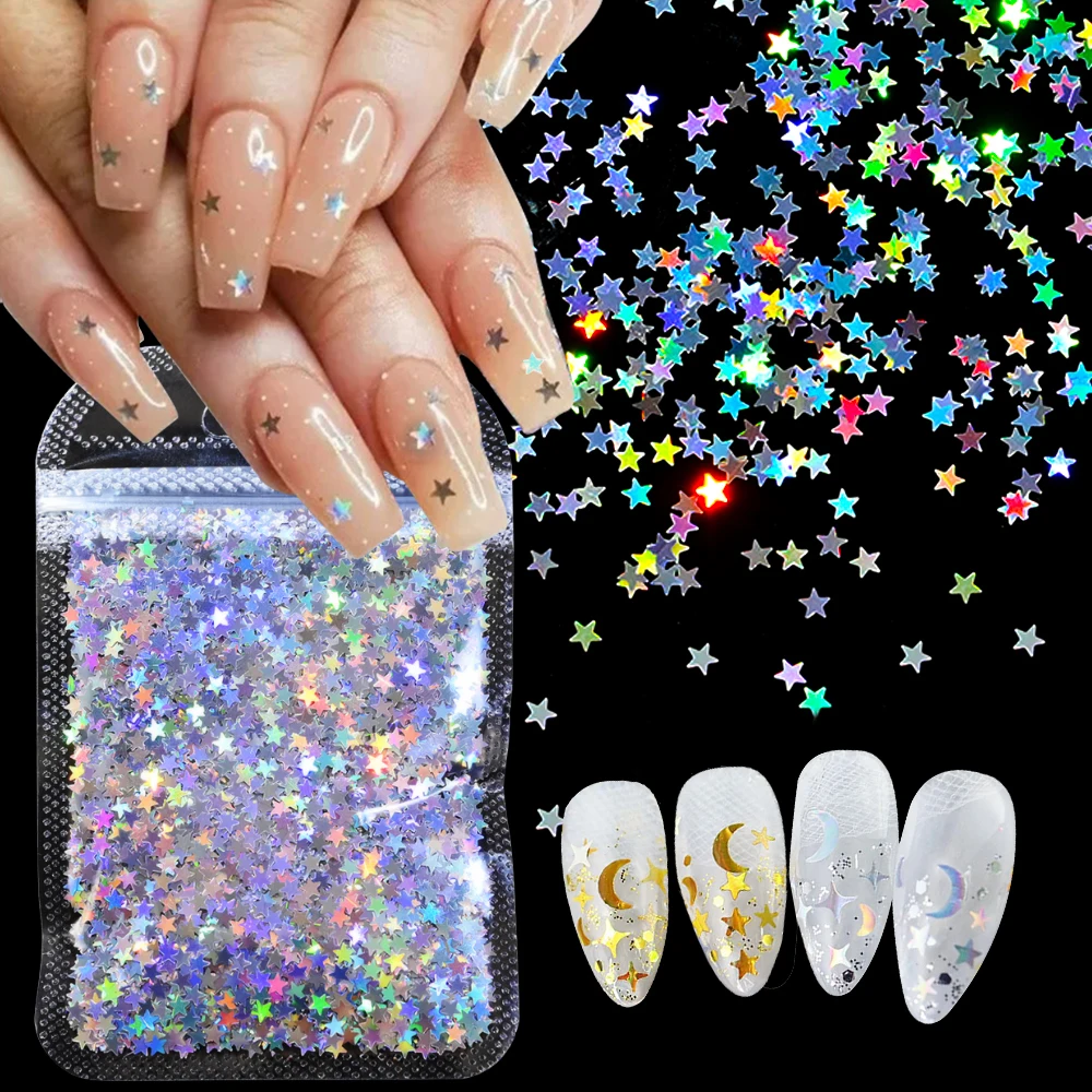 10g Laser Star Nail Glitter Flakes Shining Sequin For Nail Art ...