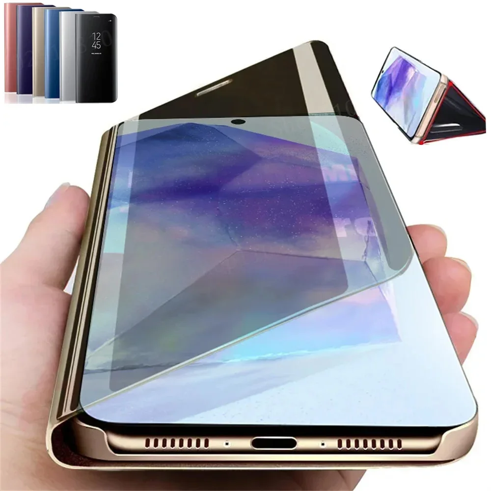 Luxury Smart Mirror Phone Case with Holder for A32 4G (Purple)