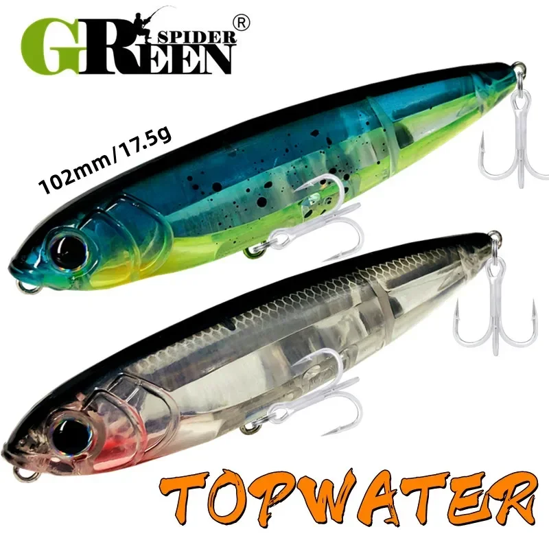 GREENSPIDER 102mm 17.5g Topwater Pencil Surface Fishing Lure Walk The ...
