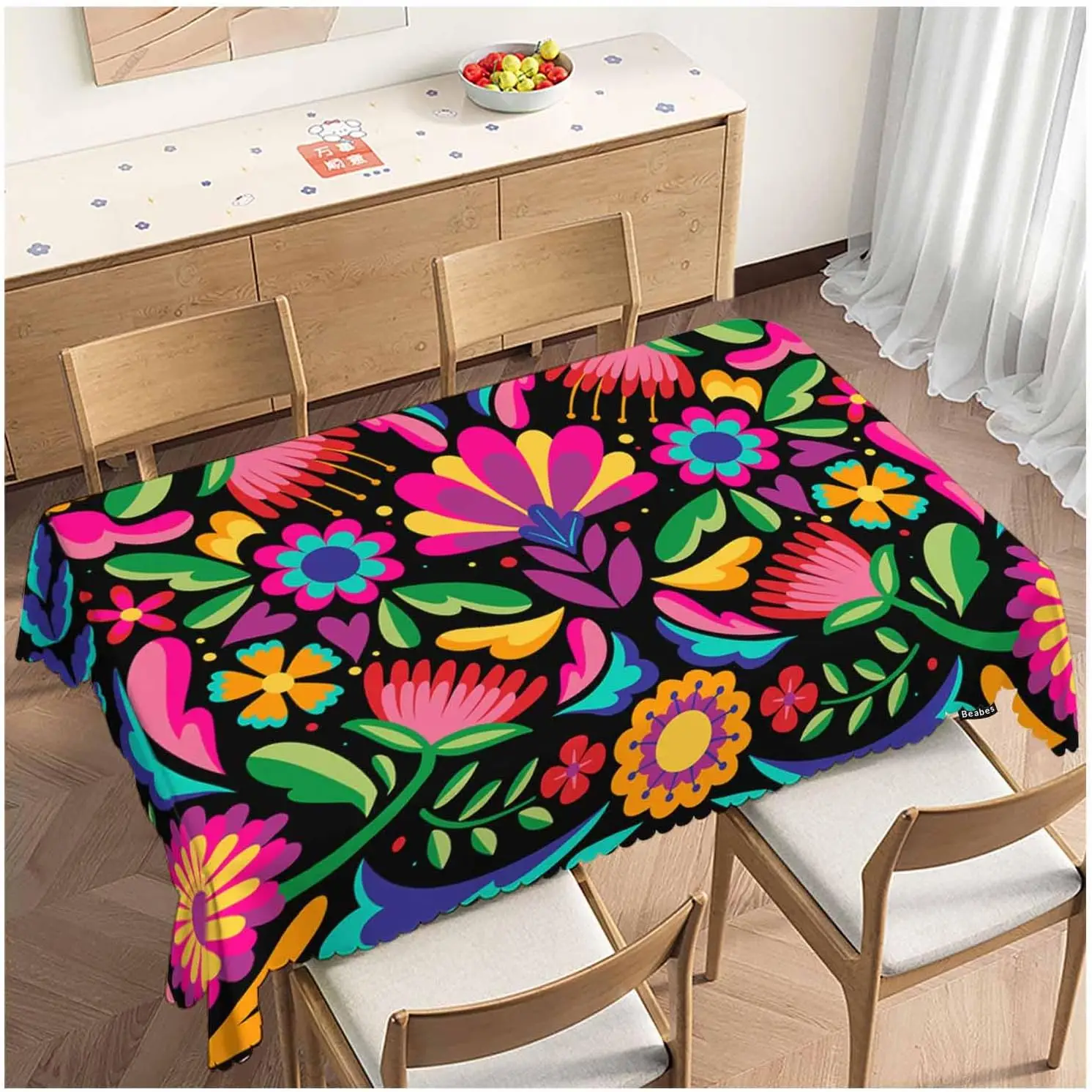 Mexican Day of The Dead Floral Tablecloths Mexico Fiesta Party Decor ...