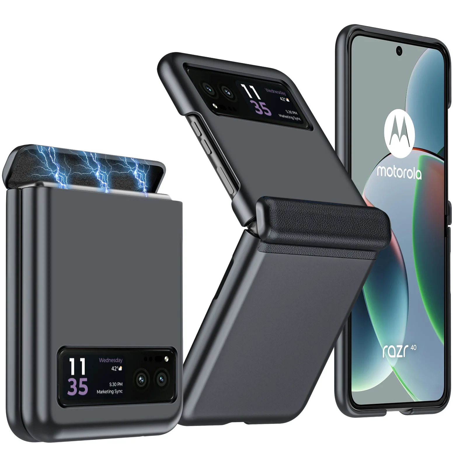 Magnetic-Central-Axis-Case-For-Motorola-Razr-40-Ultra-Plus-Leather ...