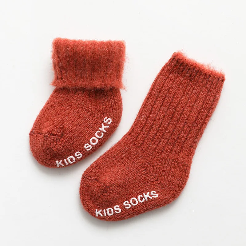 Baby Winter Wool Socks Boy Girl Solid Soft Fleece Thicken Warm Fur Short Socks Anti slip Floor Calf Sock Baby Clothes Kids Stuff AliExpress