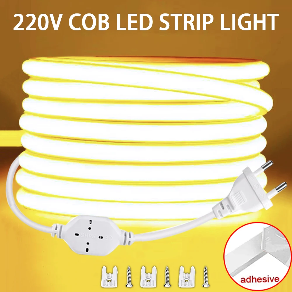 220V-COB-LED-Strip-With-EU-Power-Plug-Light-Led-Light-for-Room-Bedroom ...