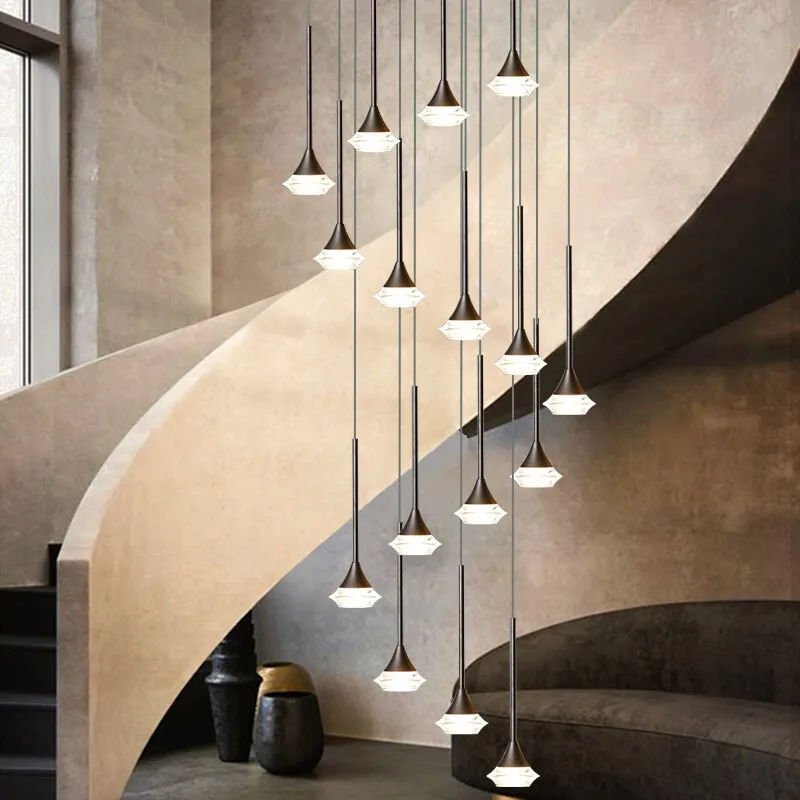 Duplex-Villa-Staircase-Chandelier-Luxury-Living-Room-High-Rise ...