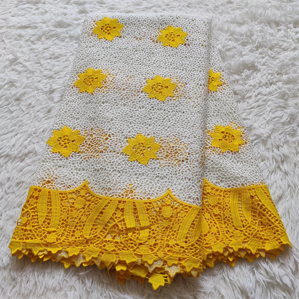 Embroidered French Water Soluble Lace Fabric Flowers Swiss 5yard Milk ...