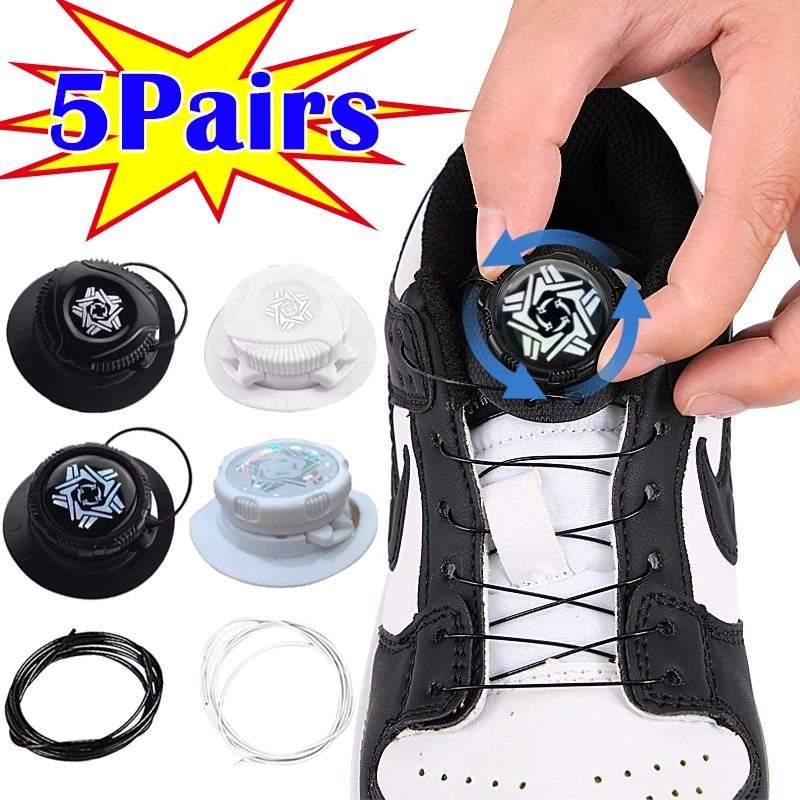5Pair Metal Wire Swivel Automatic Buckle Rope Sneaker ShoeLaces for ...