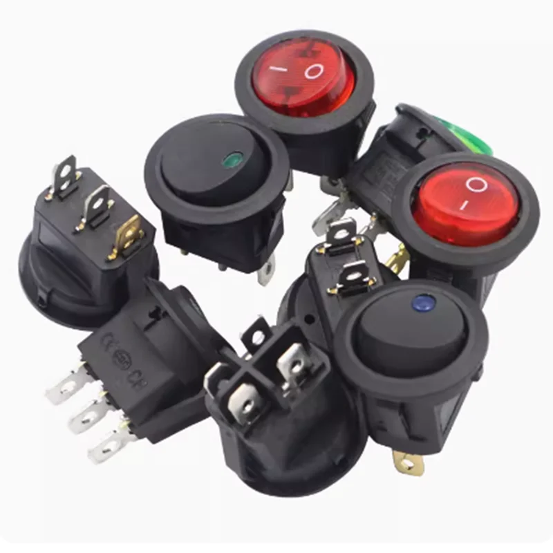 1pcs 20mm Round Rocker Switch Square 6A 250V 10A 125V 3/4 Pin ON OFF ...