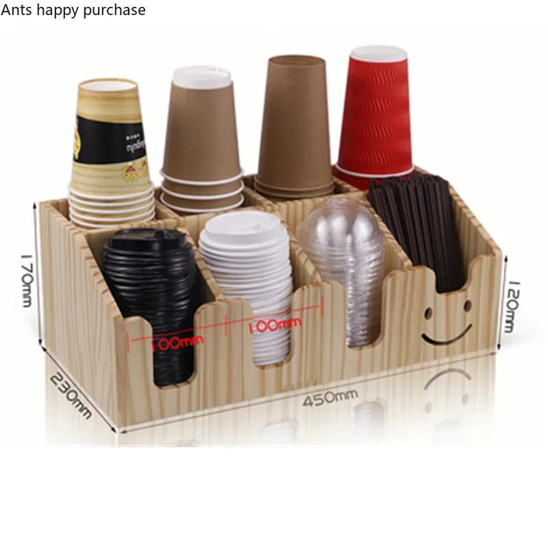 Bamboo-Wood-Cup-Holder-Coffee-Milk-Tea-Shop-Storage-Rack-Multi-cell ...